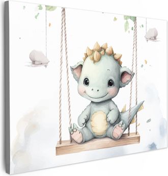 MuchoWow © Bild auf Leinwand 80x60 cm Schlafzimmer Bilder Badezimmer Wand Deko Wohnzimmer Modern Wanddeko Bilderwand Geschenk Drache - Babytier - Kinder - Baby