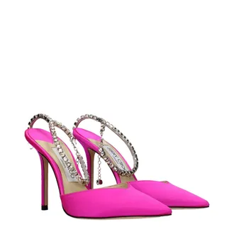 Jimmy Choo London Womens Crystal-Embellished Satin Stiletto Pink