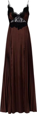 Self Portrait Femme, Robes, Brun, Taille: 38 FR Robe Maxi Georgette &agrave; &Eacute;paules D&eacute;nud&eacute;es