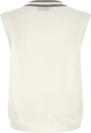 Brunello Cucinelli Logo-Patch Cotton Knit Vest - Cream