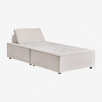 Sklum Wohnzimmerset mit Sessel und Pouf im Stoff Vermont
