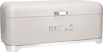 KitchenCraft Lovello strukturierter gro&szlig;er Brotkasten mit Deckel, bel&uuml;ftetes Design, 41,5 x 2 x 18cm - Latte Cream