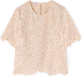 Motivi Femme, Blouses et Chemises, Rose, Taille: 36 FR Blouse en organza brod&eacute;