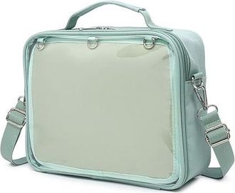 Generic Oxford Ita Bag Sac &agrave; dos &agrave; bandouli&egrave;re avec fen&ecirc;tre transparente pour afficher les &eacute;pingles, badge, sac pour les fans danime, Vert, 10.6inch