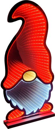 Brandsseller Weihnachtsbeleuchtung mit Infinity-Effekt 32x7x60 cm - LED Dekofigur aus Kunststoff, Timer 6/18h, 3m Kabel, moderne Weihnachtsdeko für Innen - Wichtel