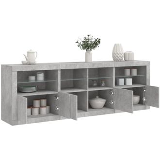 vidaXL Sideboard mit LED-Leuchten Betongrau 202x37x67 cm - Vidaxl