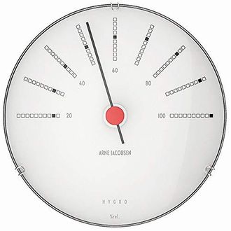 Arne Jacobsen Hygrometer &Oslash;12 cm Bankers Originaldesign Kreative Details, Weiss, Eiche