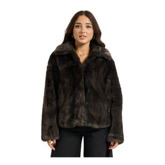 Silvian Heach Femme, Vestes, Brun, Taille: 44 FR Manteau Court en Fausse Fourrure