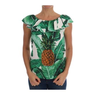Dolce & Gabbana Tropische Eleganz Pailletten Ananas Bluse - - Blouses & Shirts - Damen - Gr&uuml;n - XS