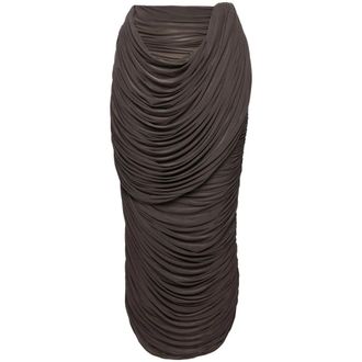 Magda Butrym Draped Silk Midi Skirt - - Skirts - Damen - Braun - S
