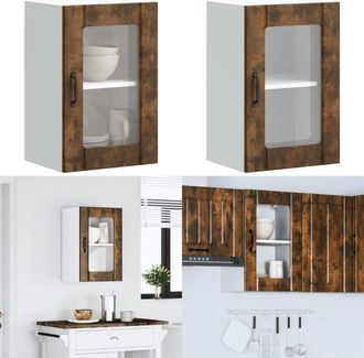 vidaXL vidaXL Küchen-Hängeschrank mit Glastür Lucca Räuchereiche