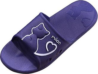 Generic Pantoufles antid&eacute;rapantes pour couple - Motif chat - Pour l&eacute;t&eacute; et la salle de bain, bleu, 40 2/3 EU