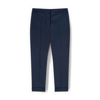Motivi Cropped Baumwollmischung Hose - - Trousers - Damen - Blau - L