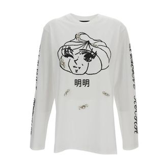 Simone Rocha Dim Sum Logo Langarm-T-Shirt - - Tops - Damen - Wei&szlig; - XS