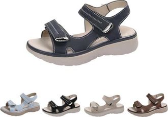 Generic Sandales avec soutien de la vo&ucirc;te plantaire pour femme, sandales de marche confortables pour femme, chaussures plates &eacute;l&eacute;gantes avec fermeture, a blei