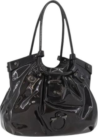 Ferragamo Sac &agrave; main Pre-owned en cuir verni - Femme - Pre-owned - Brun - Taille: ONE Size