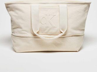 Calvin Klein Unisex-Weekender aus Canvas in Wollwei&szlig;