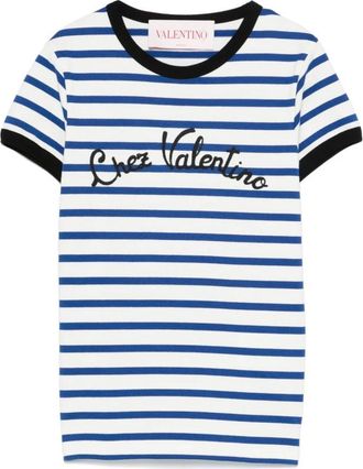 Valentino Garavani Femme, Tops, Bleu, Taille: 38 FR T-shirt Logo Brod&eacute;
