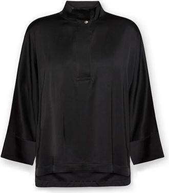 Elena Miro Femme, Blouses et Chemises, Noir, Taille: 44 FR Satin Shirt