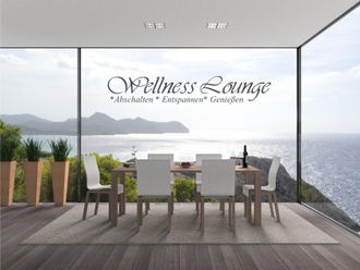 Indigos UG Wandtattoo Wohnzimmer - Wandaufkleber Wellness Lounge 90cm x 29cm anthrazit E942 - Aufkleber Kinderzimmer Schlafzimmer K&uuml;che Badezimmer B&uuml;ro Dekoratio