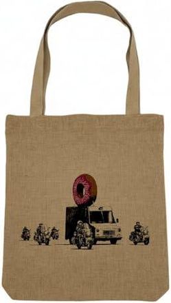 Fabulous Sac Shopping Tote Bag Aspect Lin - Banksy Donuts Escorte Police Capitalisme - Sac de Courses Toile Epaisse 360g Beige Naturel Cabas Port&eacute; Epaule Solid