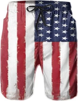 AOOEDM Short de Bain pour Homme USA Flag Short de Plage &agrave; s&eacute;chage Rapide avec Cordon de Serrage