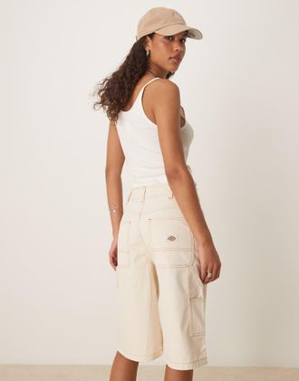 Dickies Bermuda style charpentier en denim - Blanc cass&eacute;