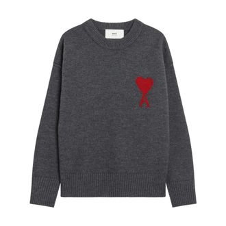 Ami Femme, Pulls, Gris, Taille: 40 FR Pull Col Rond Ami de Coeur Contrast&eacute;