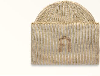 Furla Delizia M&uuml;tze Vaniglia Beige Lurex-woll-mischung + Strass Damen