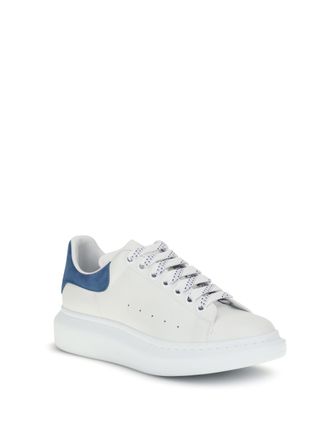 Alexander McQueen Mens Leather Sneakers White-Paris Blue Trainers White/paris