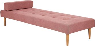 Beliani Chaiselongue Curio Stoffbezug rosa gesteppt mit Kissen Metallgestell Niort