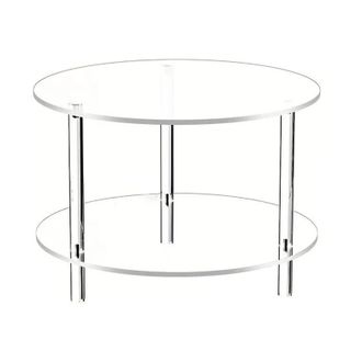 Generico Beistelltisch mit 2 Ebenen, transparent, Nachttisch, 40 x 42 cm, f&uuml;r den Einsatz in kleinen R&auml;umen, Schlafzimmer, Arbeitszimmer, Wohnung, Hof