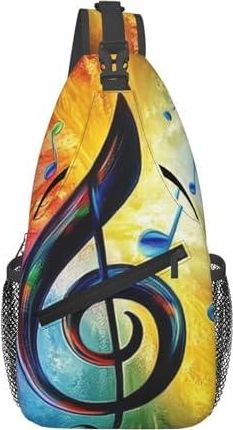 Generic Sac &agrave; dos &agrave; bandouli&egrave;re avec symboles musicaux et motifs rotatifs pour homme