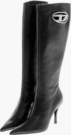 Diesel Leather Boots D-VENUS With Cut-Out Logo And 9cm Heel size 37