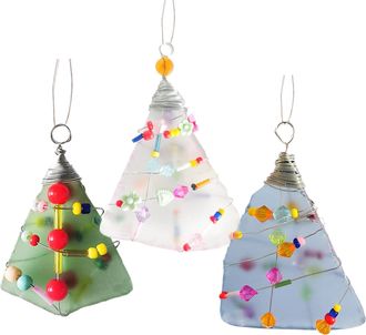 Generic Einzigartige Weihnachtsornamente | Seeglas Christbaumschmuck | Unregelmäßige Glasdekoration, Feiertagsbevorzugung, Bunte Weihnachtskugeln, Anhänger fü