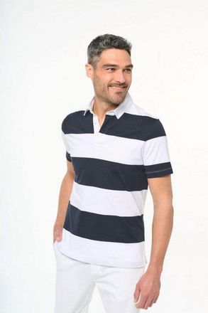 Kariban Poloshirt Gestreiftes Polohemd mit kurzen &Auml;rmeln, Unisex