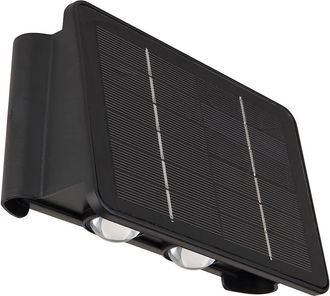 Globo Lighting Solarlampe schwarz Außenleuchte Balkon Wandlampe modern Eckige Gartenlampe Akku Hauswand wetterfest, Kunststoff, 1x LED 40lm 3000K, LxBxH 17x10,8x6,4 