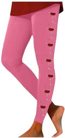 Generic Legging de No&euml;l pour femme, legging de compression taille haute, pantalon dentra&icirc;nement de No&euml;l, pantalon de yoga, pantalon de sport pour femme, Rose,