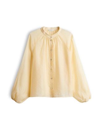 OPUS Langarmbluse Oversized Tunikabluse mit zartem Crash Effekt elastisches Gummi am &Auml;rmelsaum