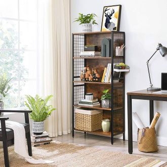 Red Living home24 Regal Böden & Rückwand: Spanplatte, beschichtet Gestell: Metall, lackiert Braun 74 x 155 x 30cm