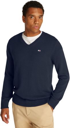Tommy Jeans Herren Pullover Slim Essential V-Neck V-Ausschnitt, Blau (Dark Night Navy), S