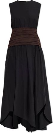 Tory Burch Femme, Robes, Noir, Taille: 40 FR Robe Midi &agrave; D&eacute;tails Fronc&eacute;s