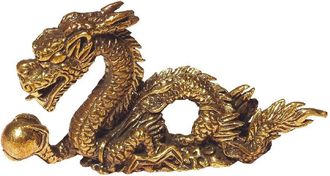 Saraswati Designs Gl&uuml;cksdrache mit Kugel Messing 5x3cm