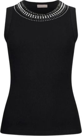 Liu Jo Femme, Tops, Noir, Taille: 40 FR Top avec des appliqu&eacute;s orn&eacute;s de bijoux