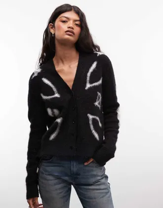 AllSaints gilet en maille &agrave; logo graphique Charm noir