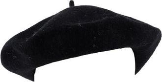 Hat To Socks B&eacute;ret Fran&ccedil;ais en Laine M&eacute;lang&eacute;e &agrave; Couleurs Unies, pour Les Femmes et Les Hommes (Noir)