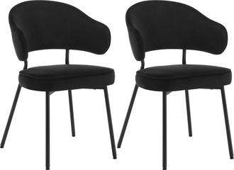 Woltu 2er Set Esszimmerstühle, Küchenstuhl, Polsterstuhl, Loungesessel, Wohnzimmerstuhl, Design Stuhl, mit Rückenlehne Armlehnen Metallbeinen, gepolstert, S