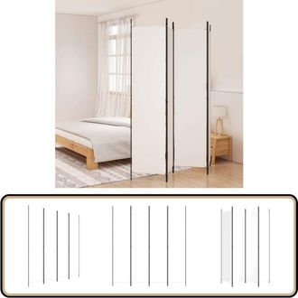 vidaXL 4-tlg. Paravent Weiß 200x220 cm Stoff - Paravent - Raumteiler - Trennwandsystem - Wohnraumgestaltung - Privacy Schutz