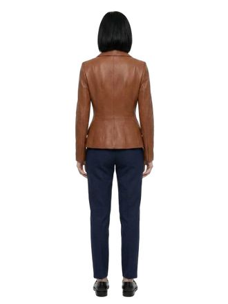 Dolce & Gabbana Womens Brown Calfskin Leather Jacket Clothing
