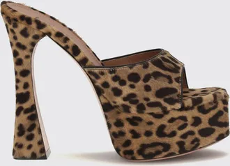 Amina Muaddi Mules Dalida en poulain &agrave; imprim&eacute; animalier avec plateforme